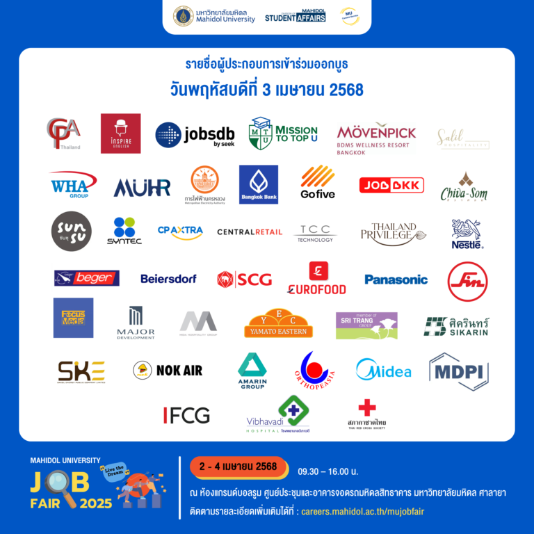 Mahidol University Job Fair 2025 | กองกิจการนักศึกษา มหาวิทยาลัยมหิดล